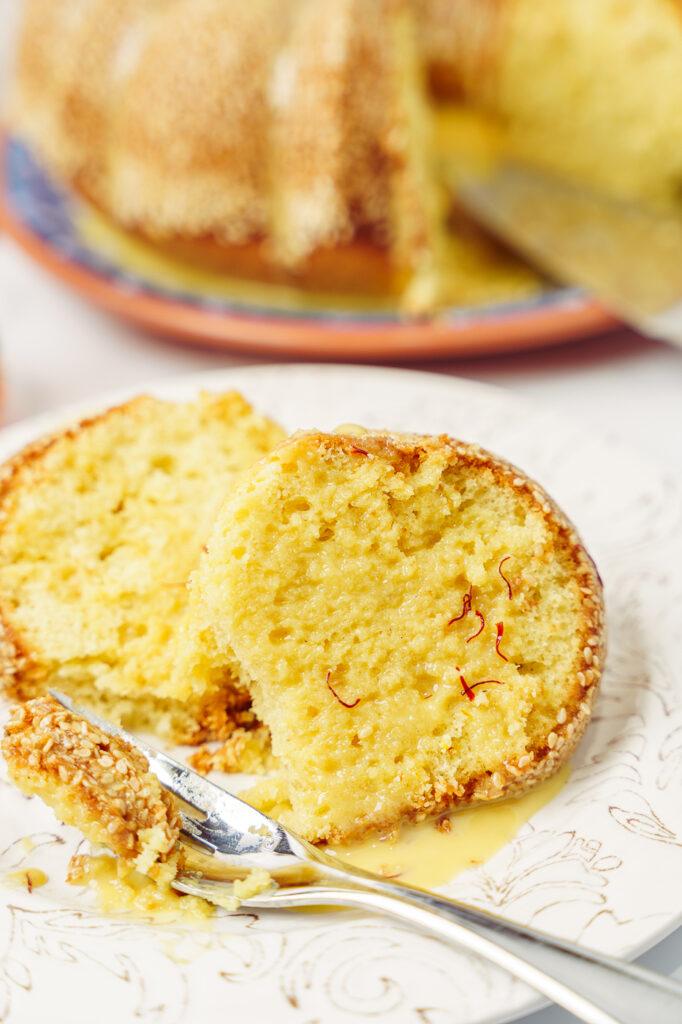 Gers Ogaili (Middle Eastern Saffron and Cardamom Cake)