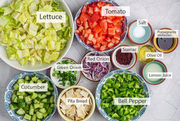 Fattoush Salad (Middle Eastern Bread Salad) - Sarah's Plate