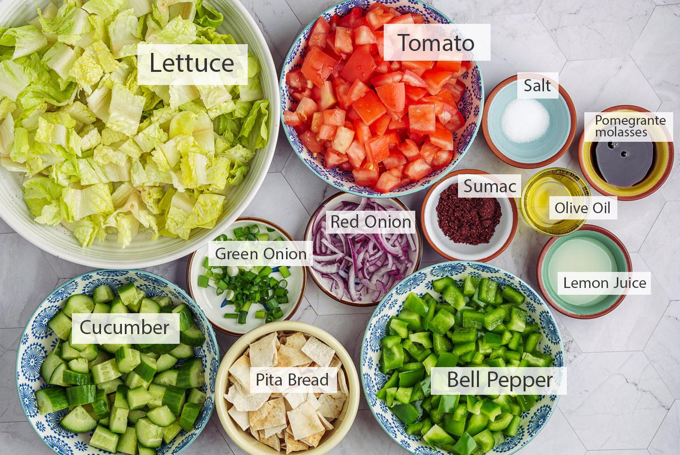 Fattoush Salad (Middle Eastern Bread Salad) - Sarah's Plate